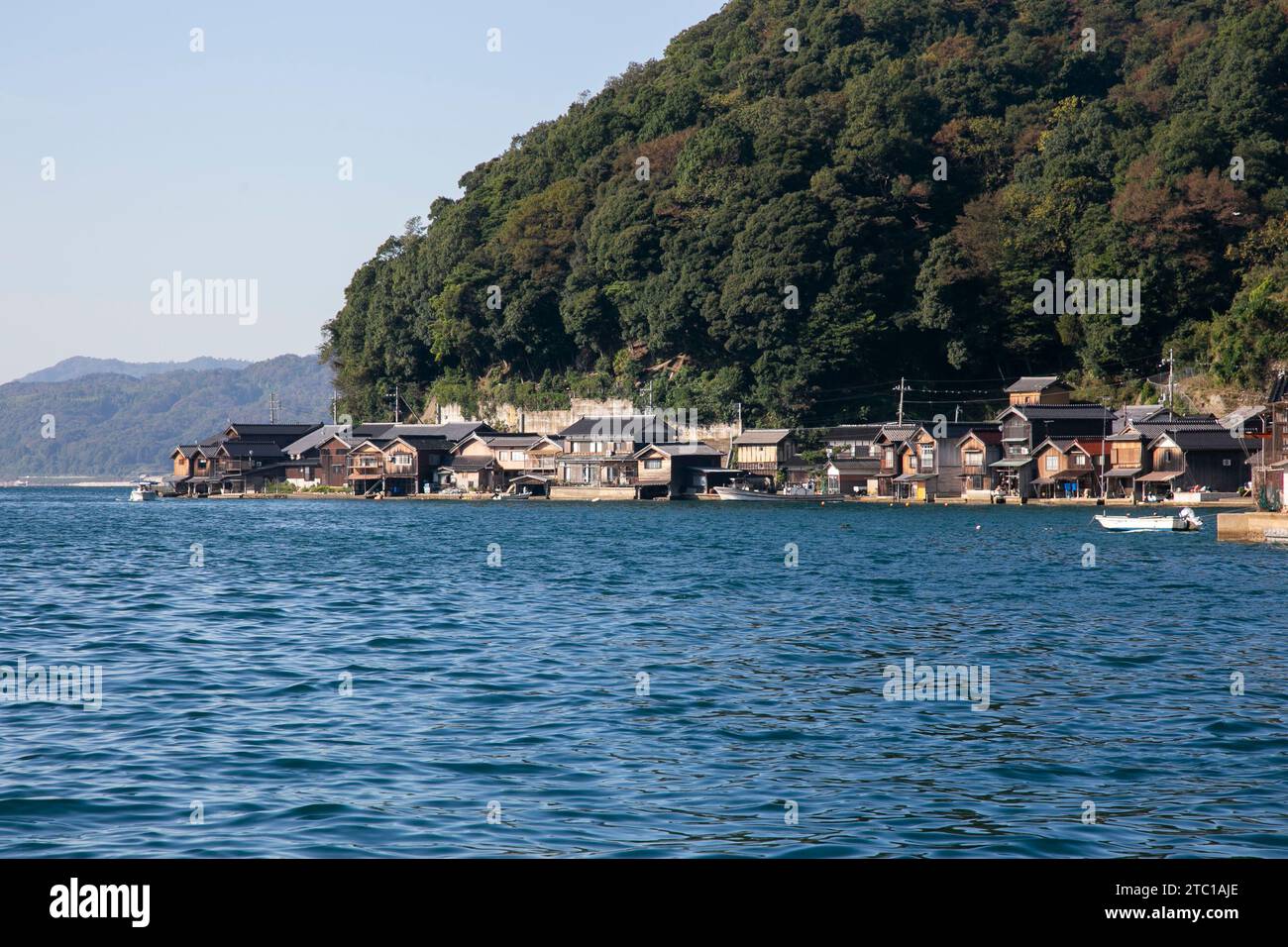 Beautiful fishing village of Ine in the north of Kyoto. Funaya or boat ...