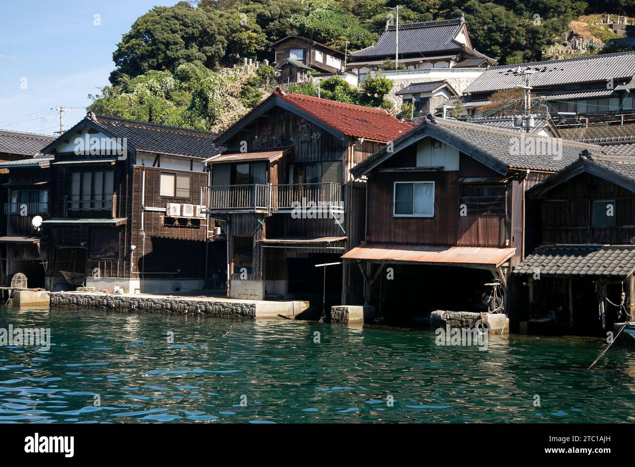 Beautiful fishing village of Ine in the north of Kyoto. Funaya or boat ...
