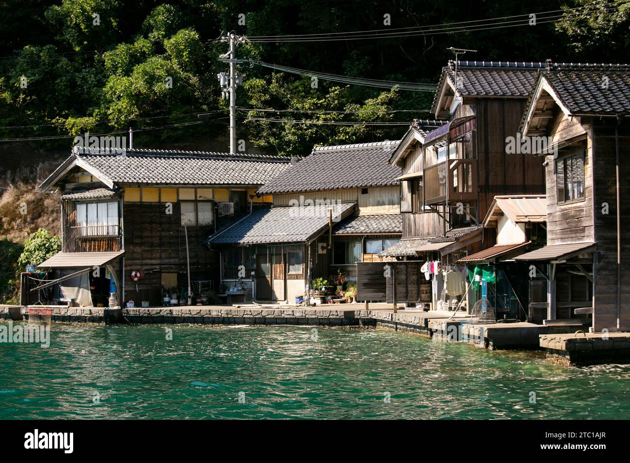 Beautiful fishing village of Ine in the north of Kyoto. Funaya or boat ...