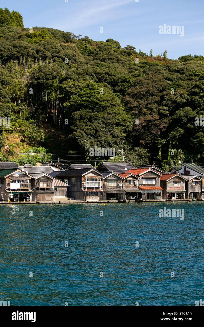 Beautiful fishing village of Ine in the north of Kyoto. Funaya or boat ...