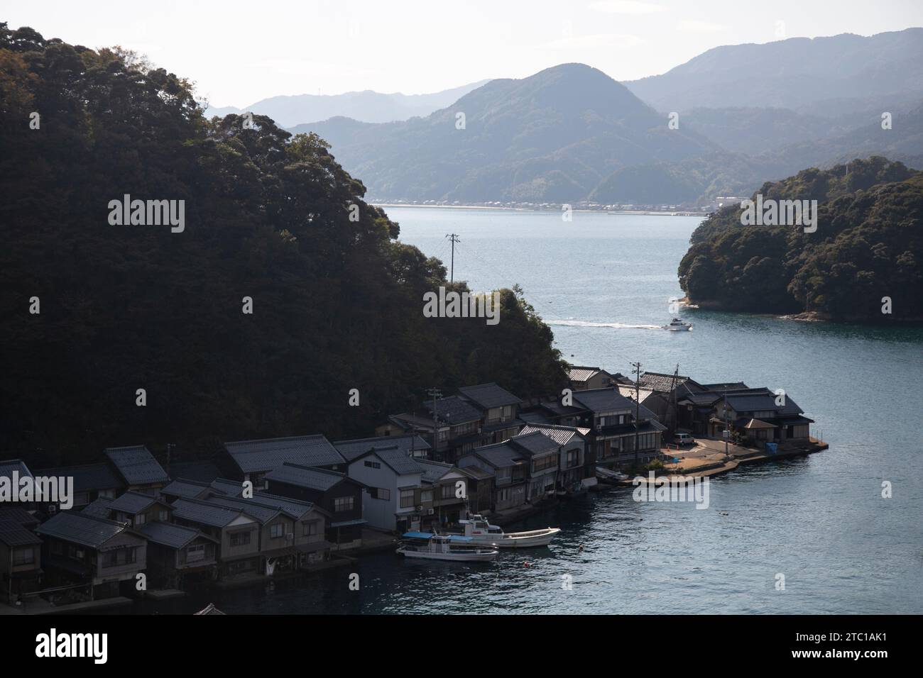 Beautiful fishing village of Ine in the north of Kyoto. Funaya or boat ...
