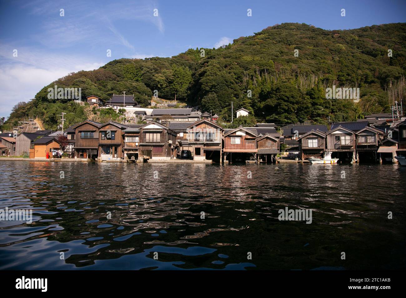 Beautiful fishing village of Ine in the north of Kyoto. Funaya or boat ...