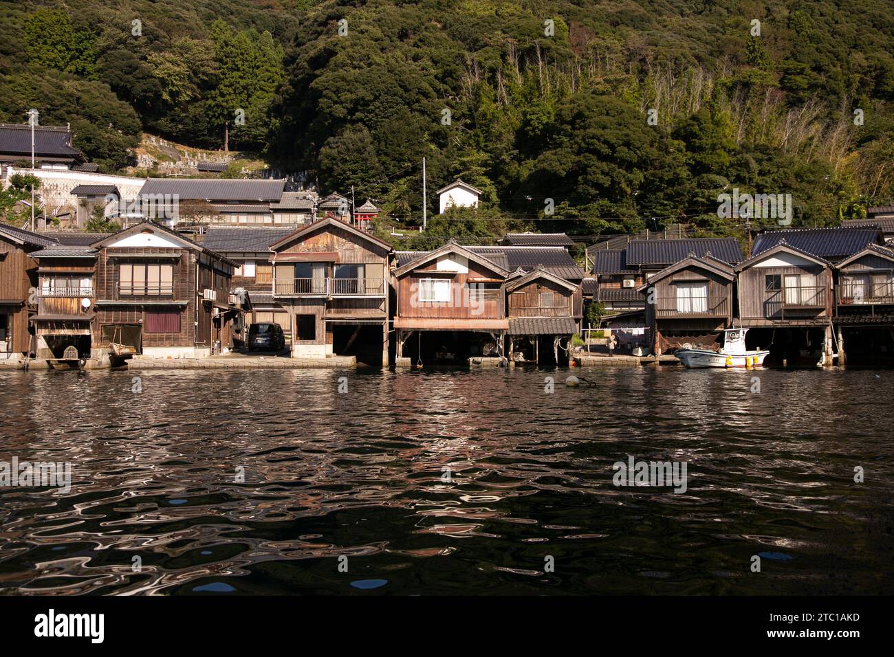 Beautiful fishing village of Ine in the north of Kyoto. Funaya or boat ...