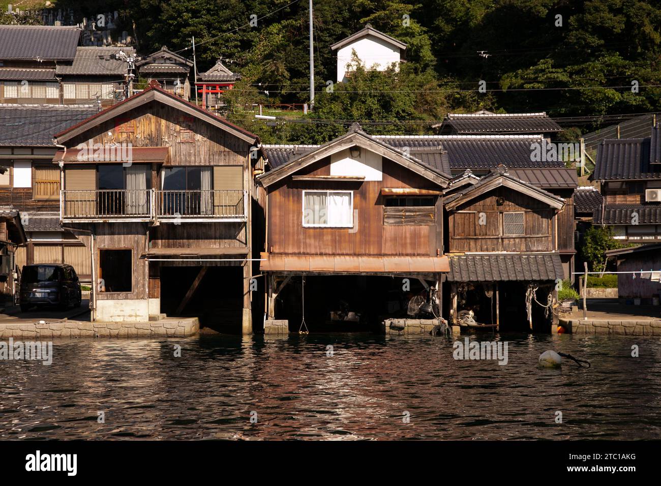 Beautiful fishing village of Ine in the north of Kyoto. Funaya or boat ...