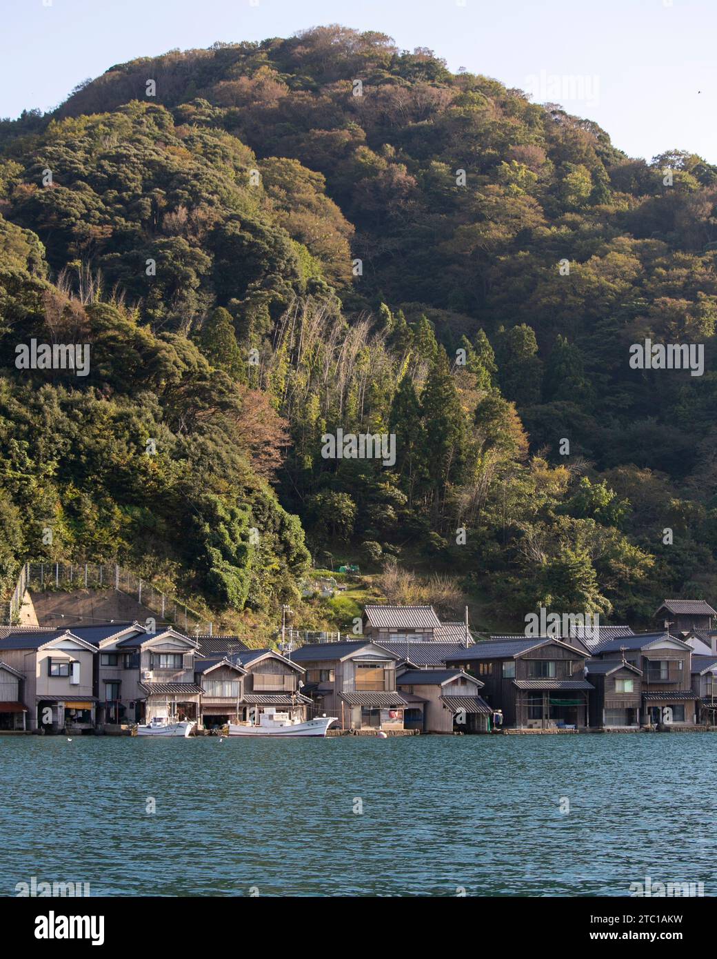 Beautiful fishing village of Ine in the north of Kyoto. Funaya or boat ...