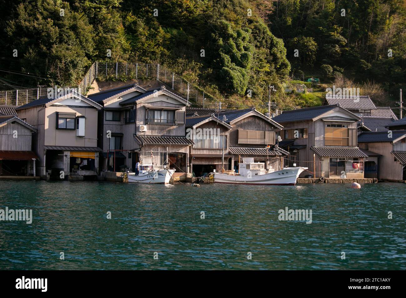 Beautiful fishing village of Ine in the north of Kyoto. Funaya or boat ...