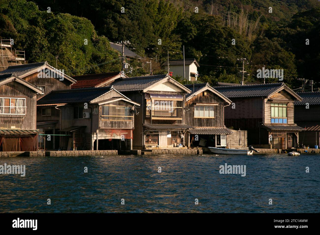 Beautiful fishing village of Ine in the north of Kyoto. Funaya or boat ...