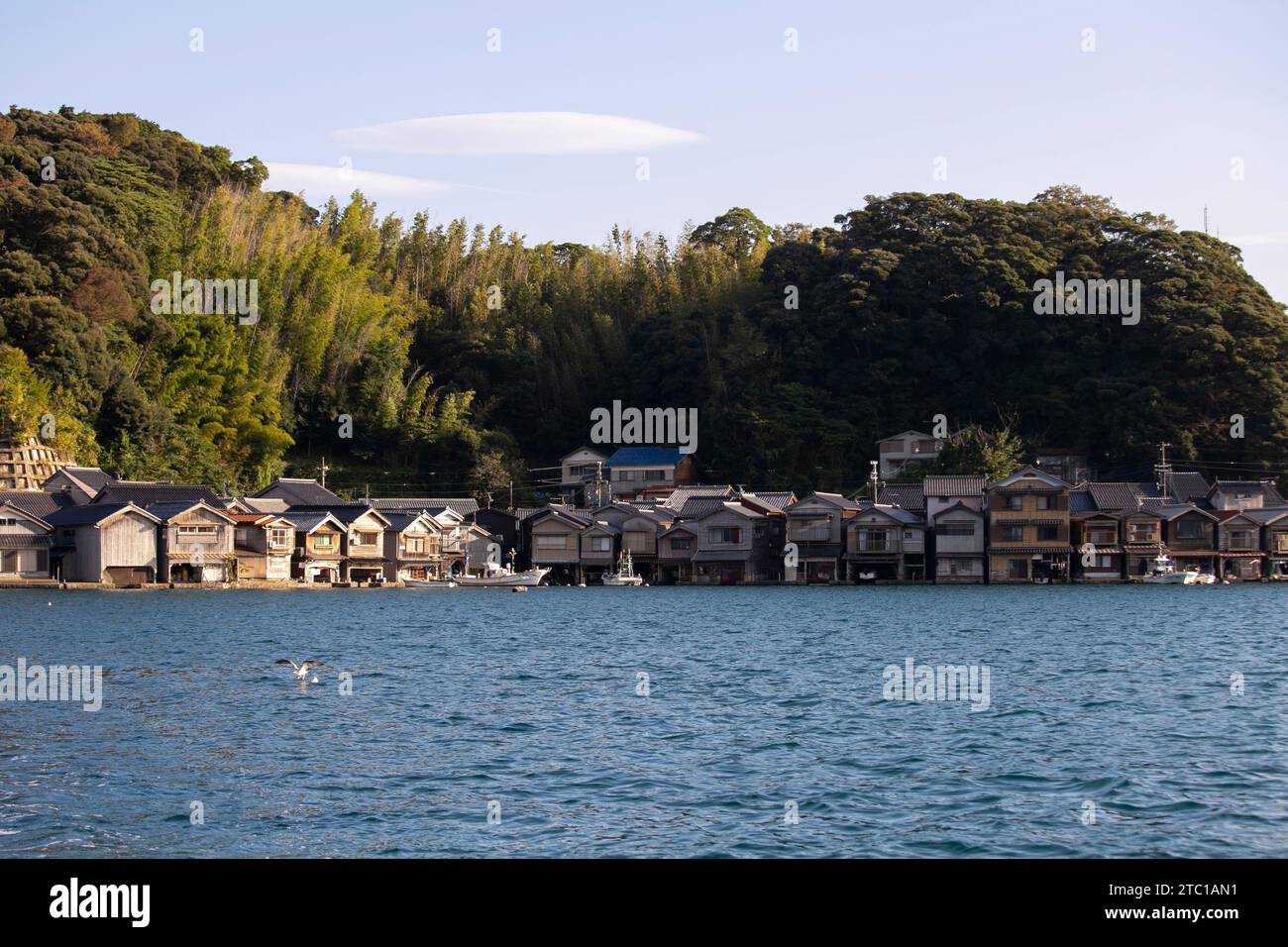 Beautiful fishing village of Ine in the north of Kyoto. Funaya or boat ...