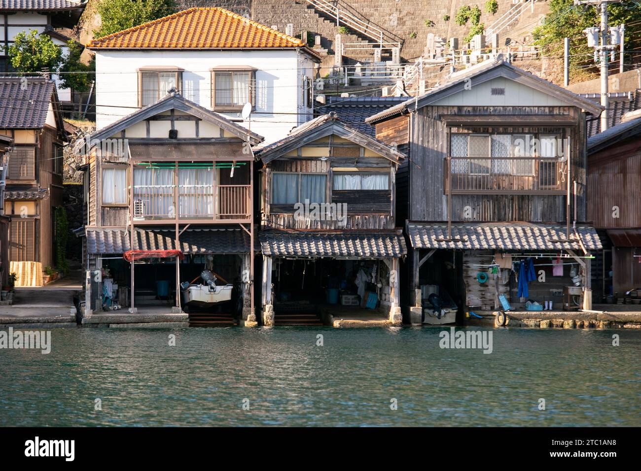 Beautiful fishing village of Ine in the north of Kyoto. Funaya or boat ...
