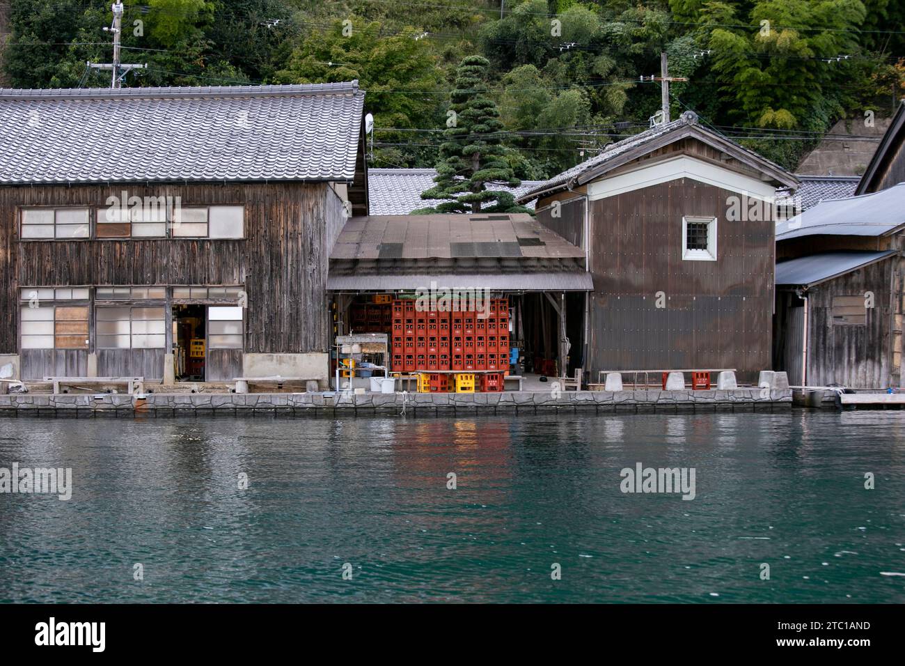 Beautiful fishing village of Ine in the north of Kyoto. Funaya or boat ...