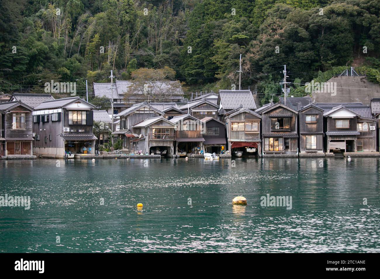 Beautiful fishing village of Ine in the north of Kyoto. Funaya or boat ...