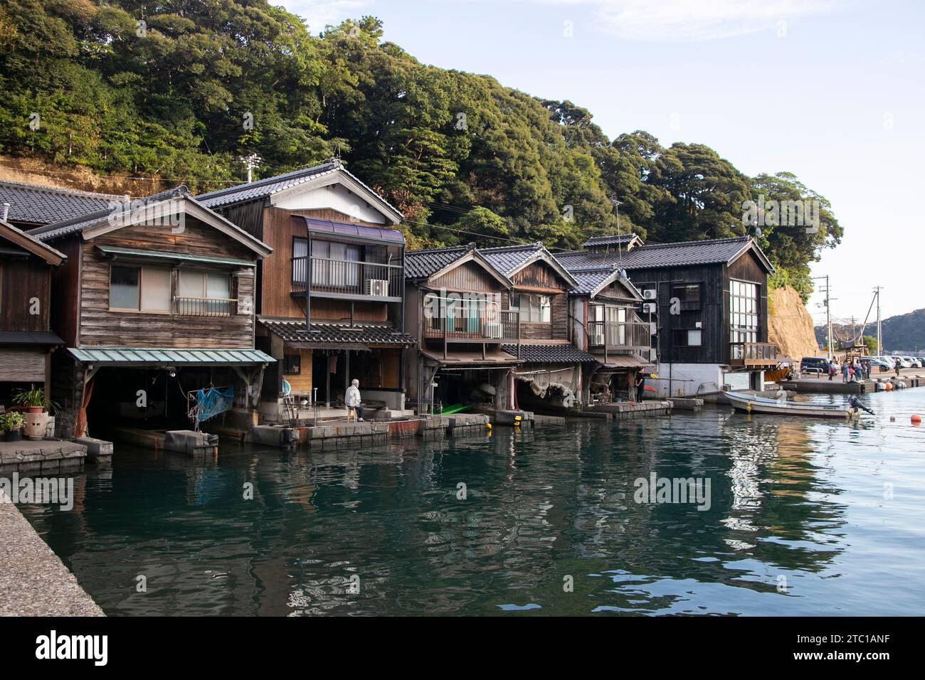 Beautiful fishing village of Ine in the north of Kyoto. Funaya or boat ...
