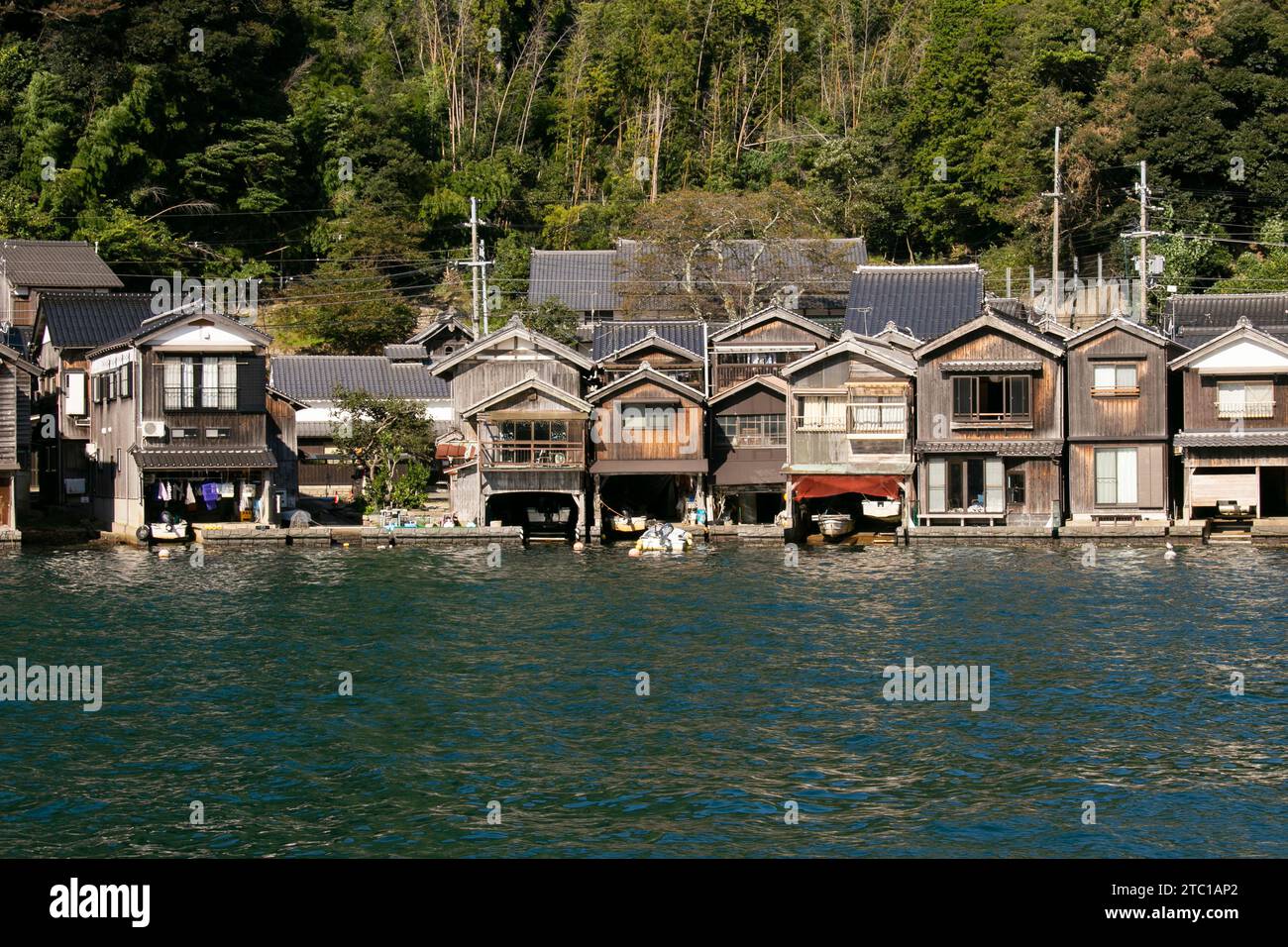 Beautiful fishing village of Ine in the north of Kyoto. Funaya or boat ...