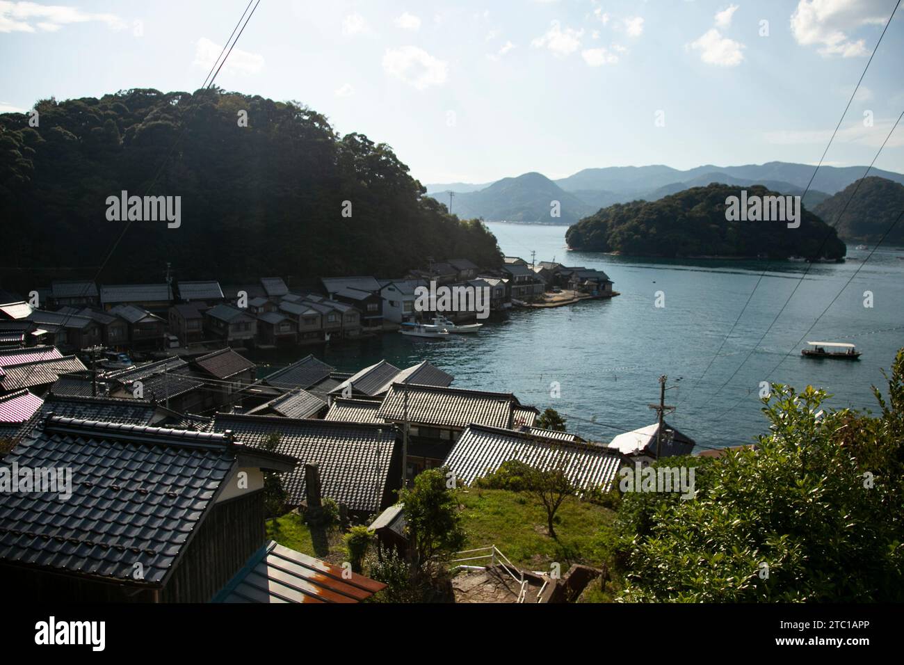 Beautiful fishing village of Ine in the north of Kyoto. Funaya or boat ...