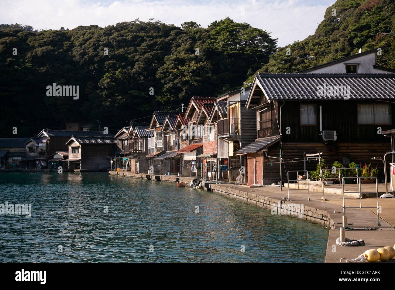 Beautiful fishing village of Ine in the north of Kyoto. Funaya or boat ...