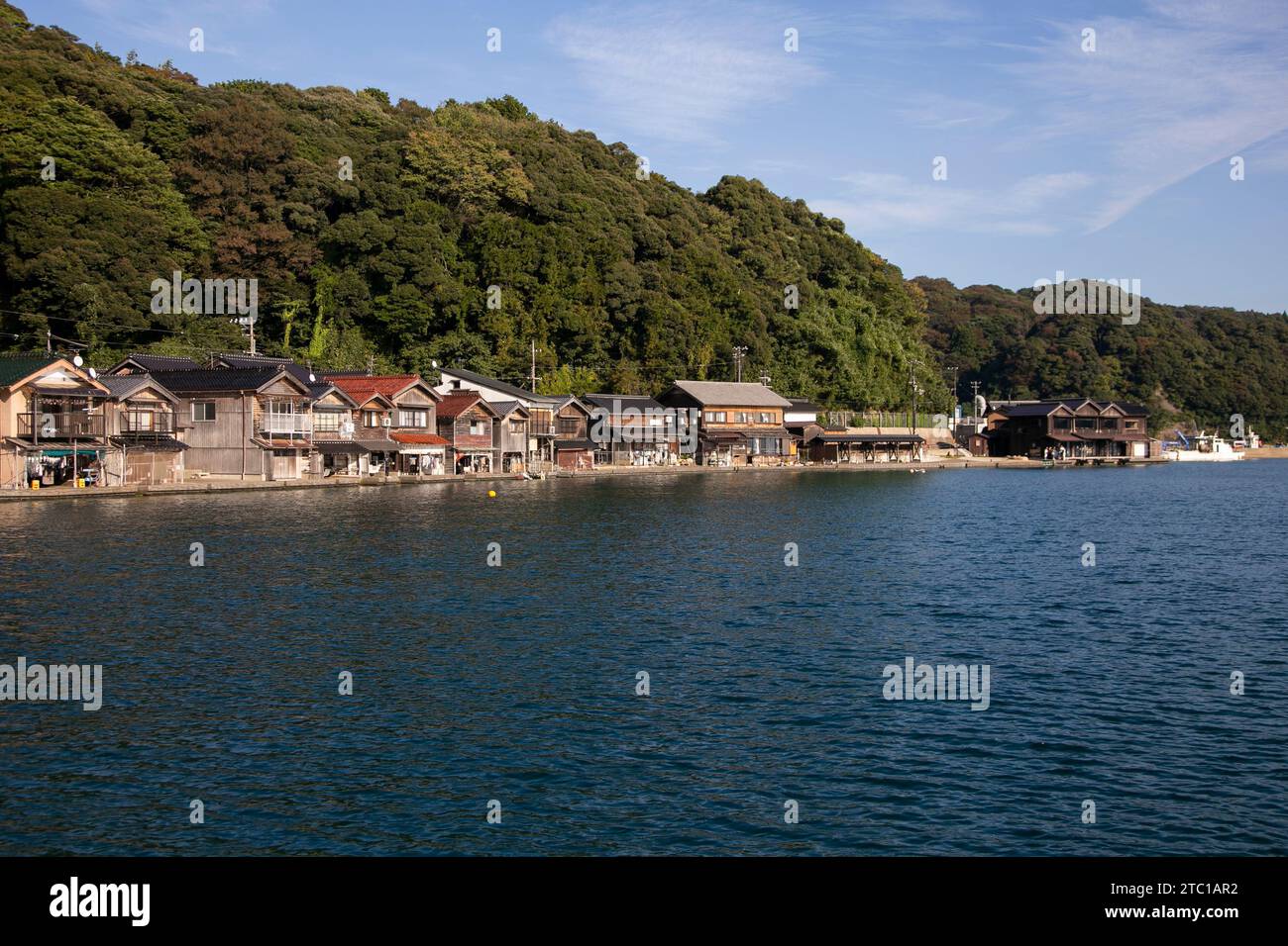 Beautiful fishing village of Ine in the north of Kyoto. Funaya or boat ...