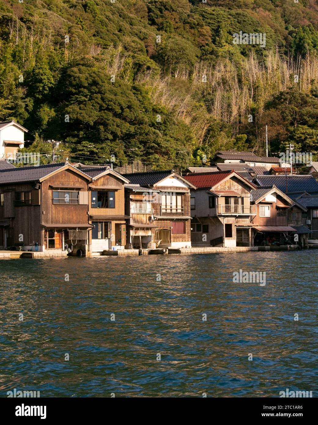 Beautiful fishing village of Ine in the north of Kyoto. Funaya or boat ...