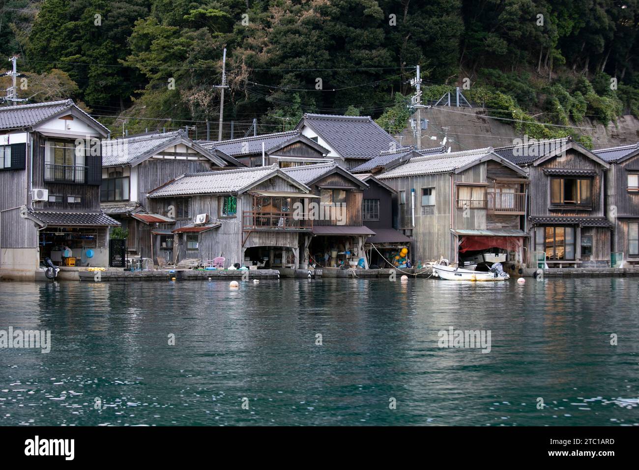 Beautiful fishing village of Ine in the north of Kyoto. Funaya or boat ...
