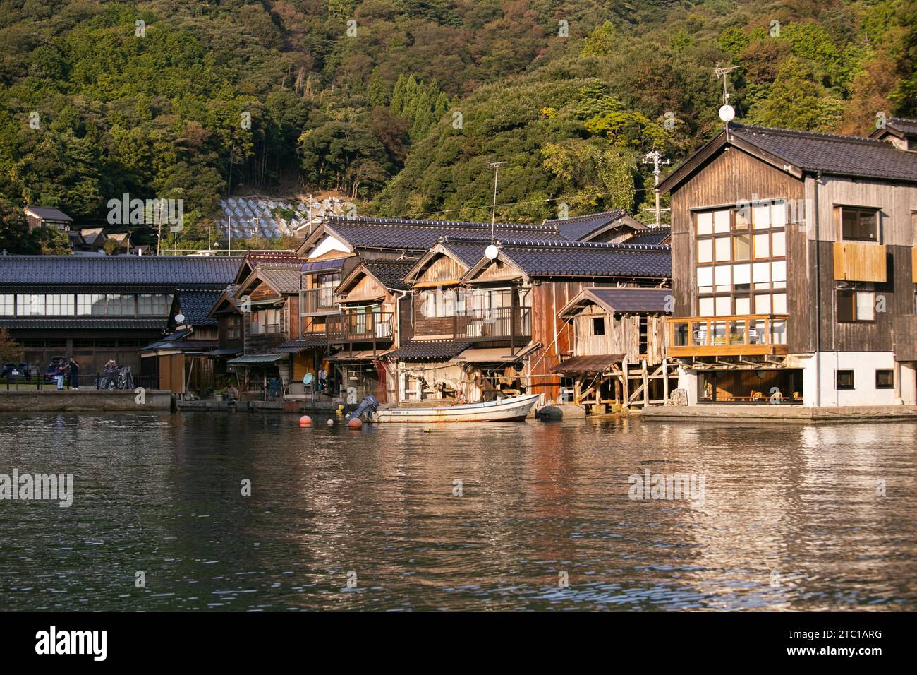 Beautiful fishing village of Ine in the north of Kyoto. Funaya or boat ...
