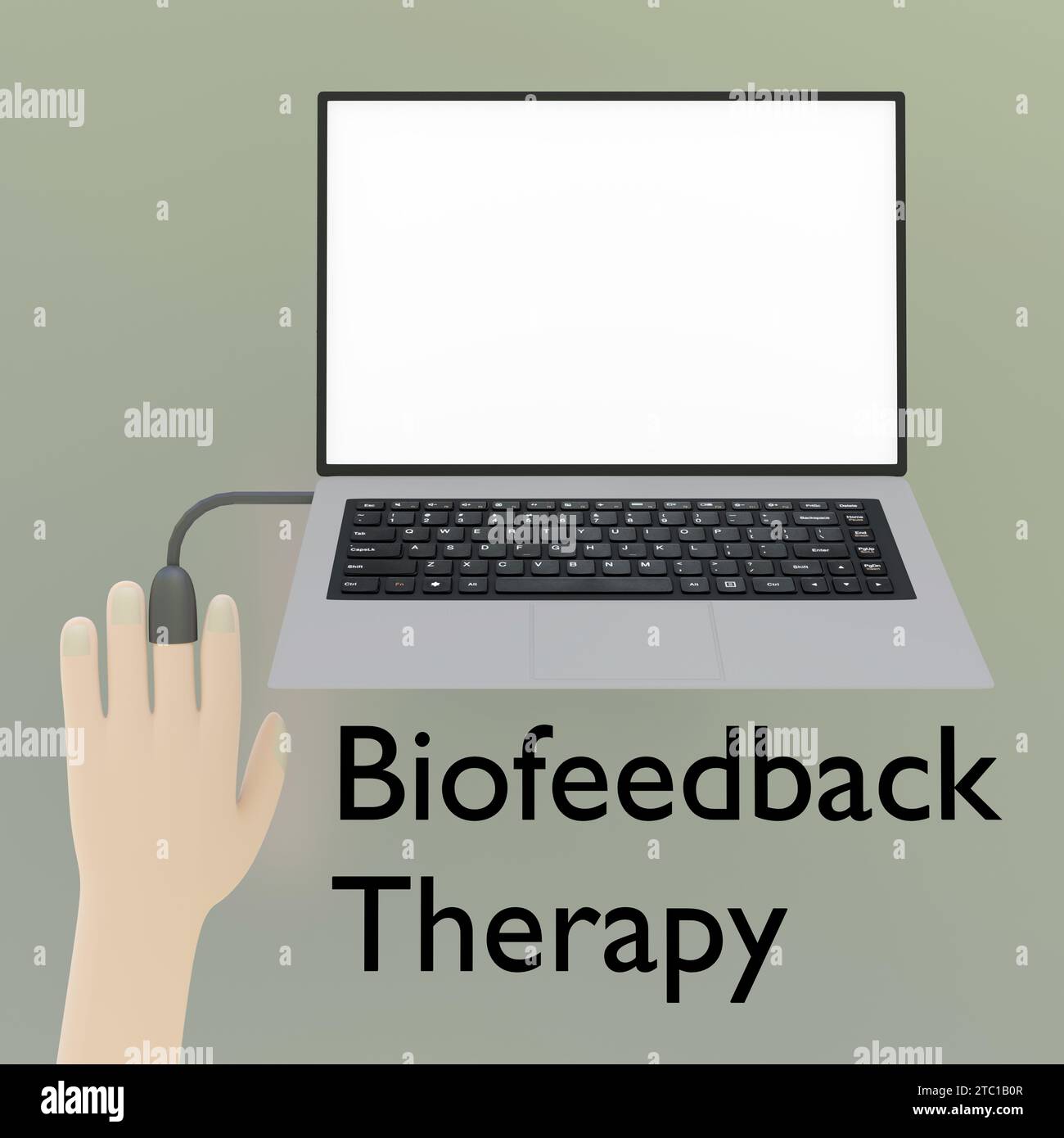 3D illustration of a hand finger likned to a laptop, titled as ...