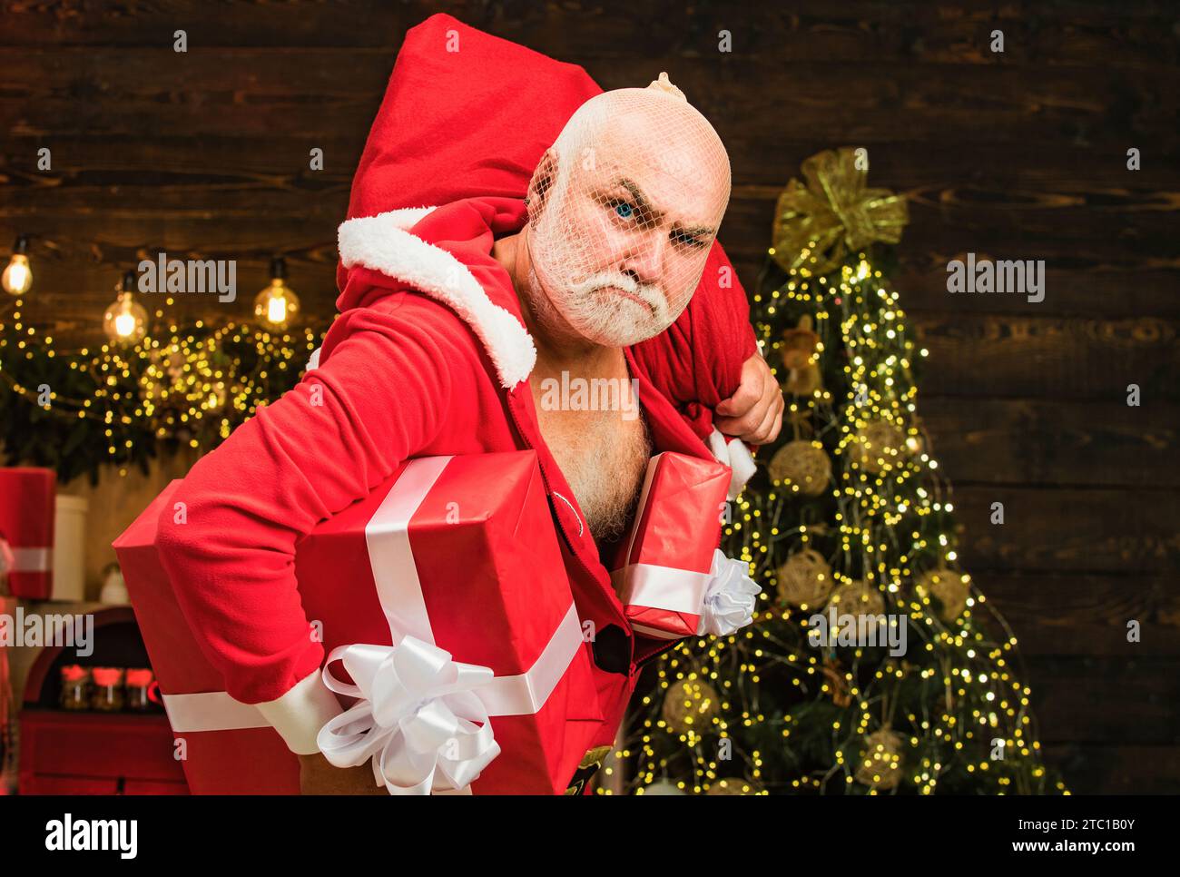 Christmas safety from burglars and home security. Holiday crime scene ...