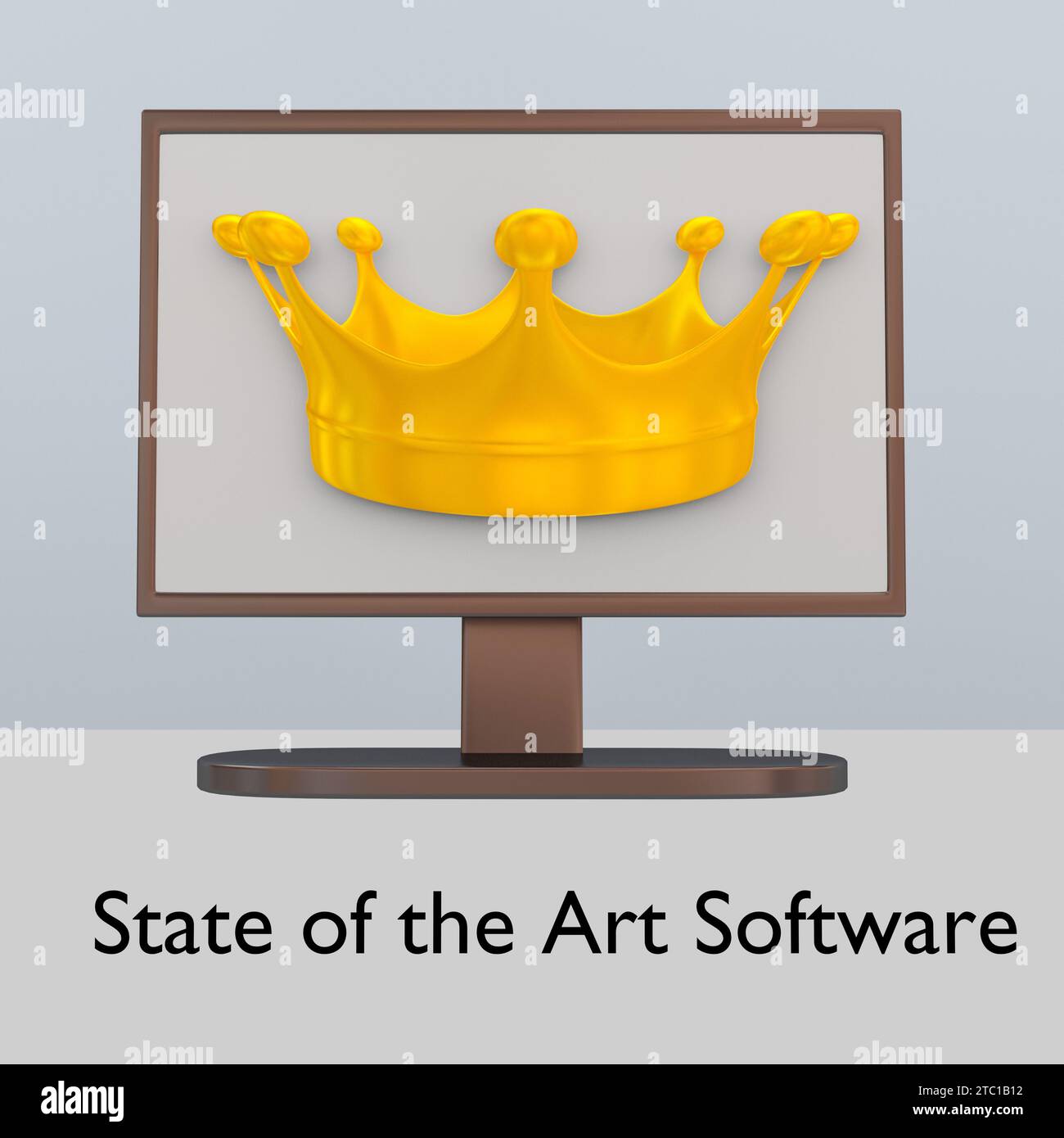 3D illustration of a golden crown on pc screen, titled as State of the ...
