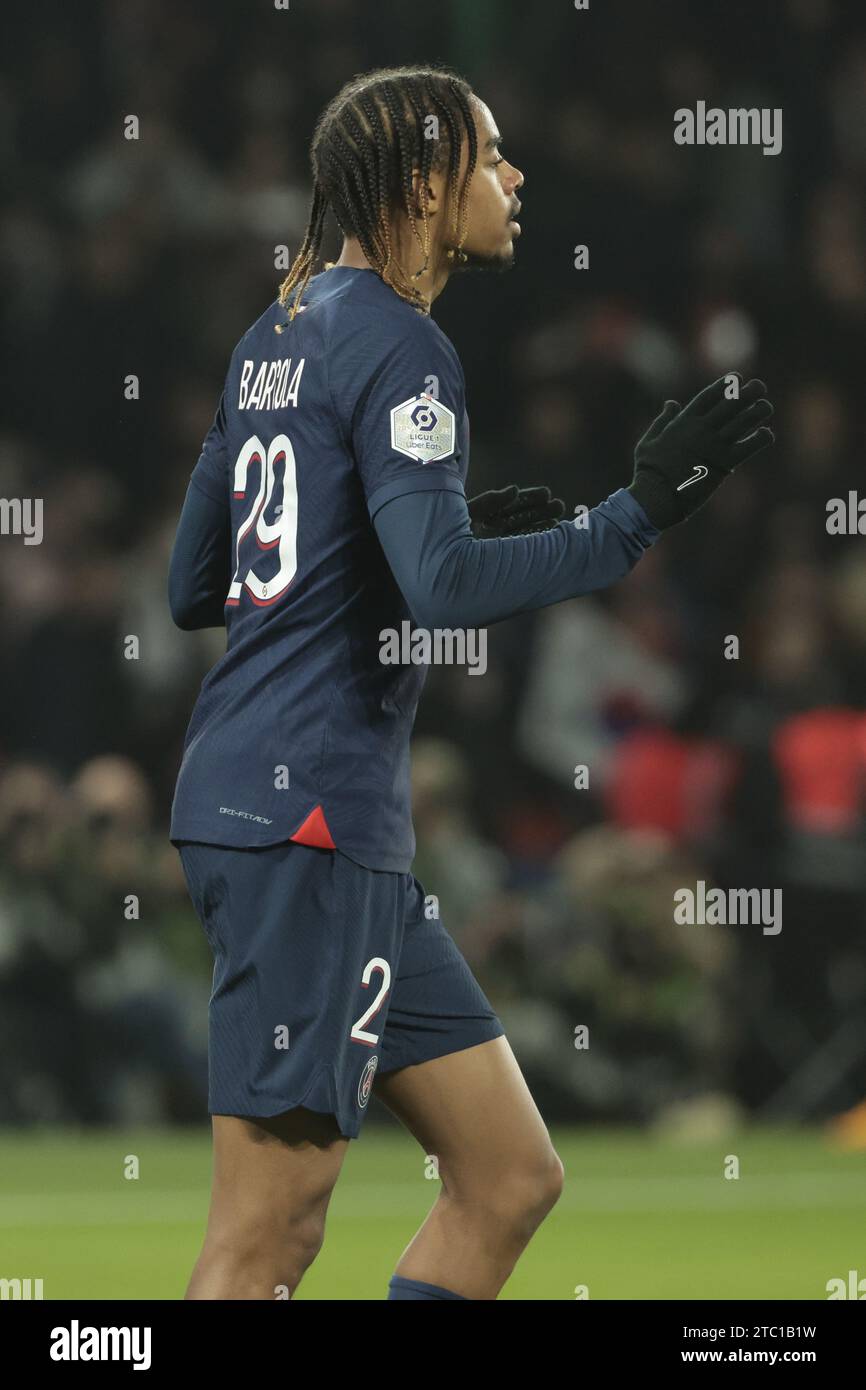 Bradley Barcola of PSG celebrates his goal during the French ...