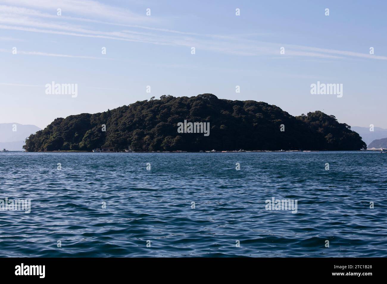 Aoshima Island in front of the beautiful fishing village of Ine in ...