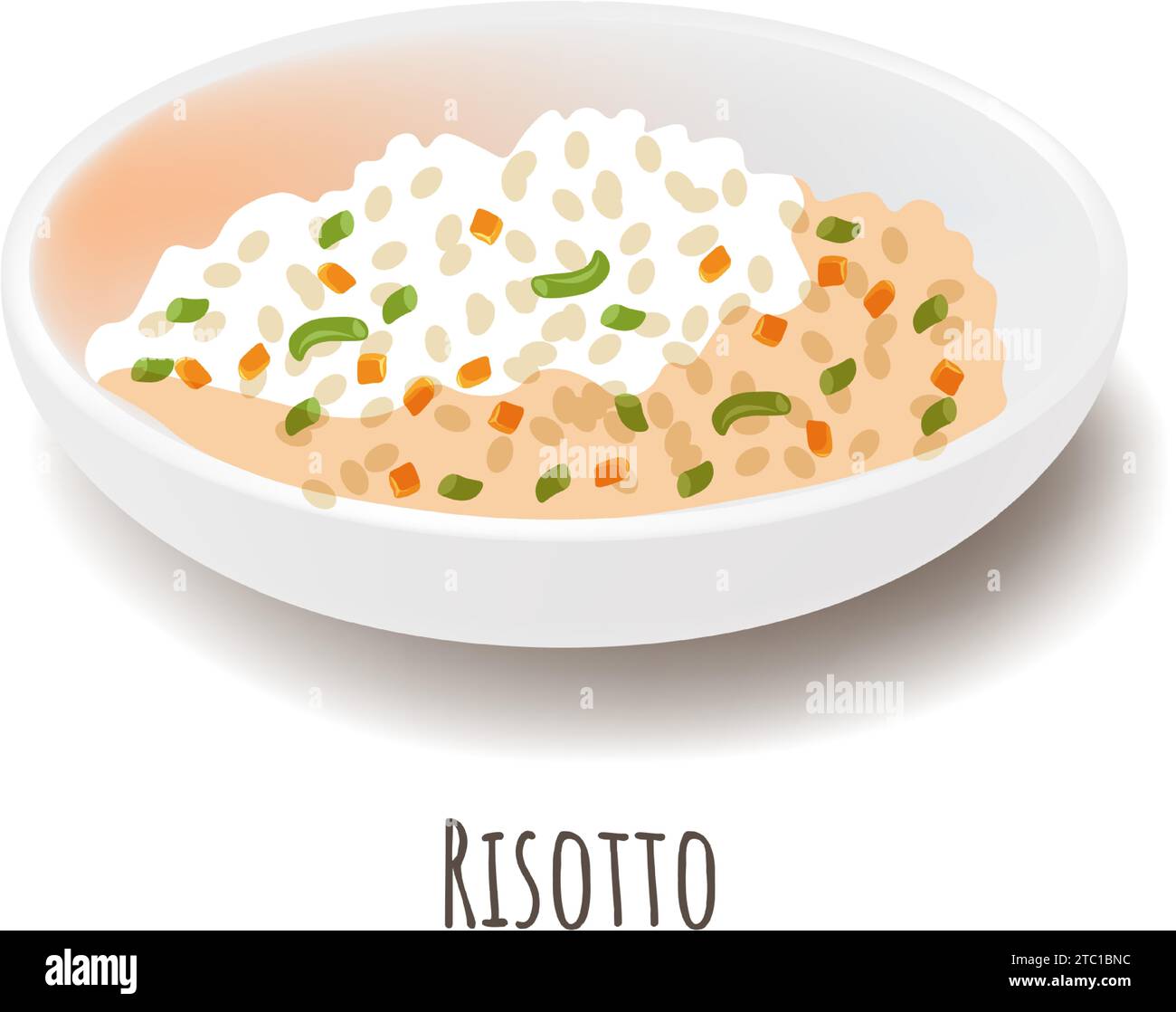 Italian creamy rice meal with vegetable, risotto Stock Vector Image ...
