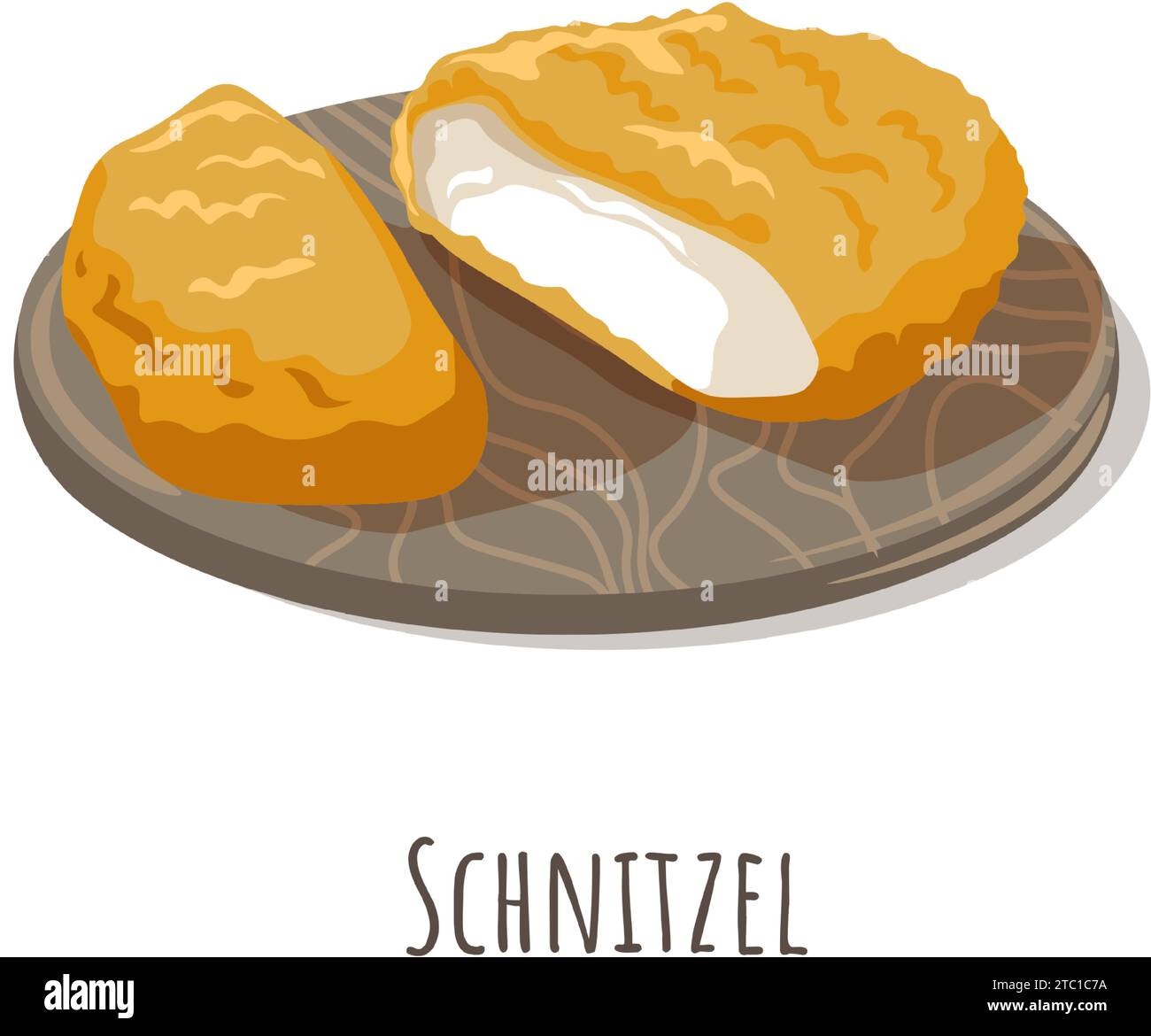 Schnitzel, crispy breaded boneless meat cutlet Stock Vector Image & Art ...