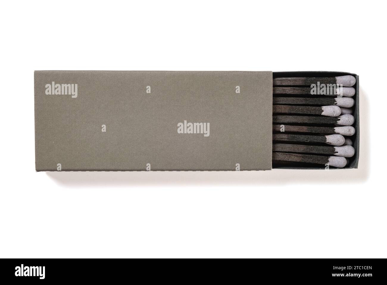 top view grey color matchbox on a white background Stock Photo - Alamy