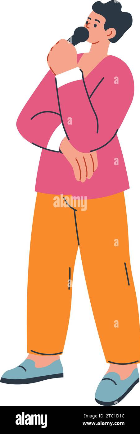 Vocalist and master of ceremonies, man with mic Stock Vector Image ...