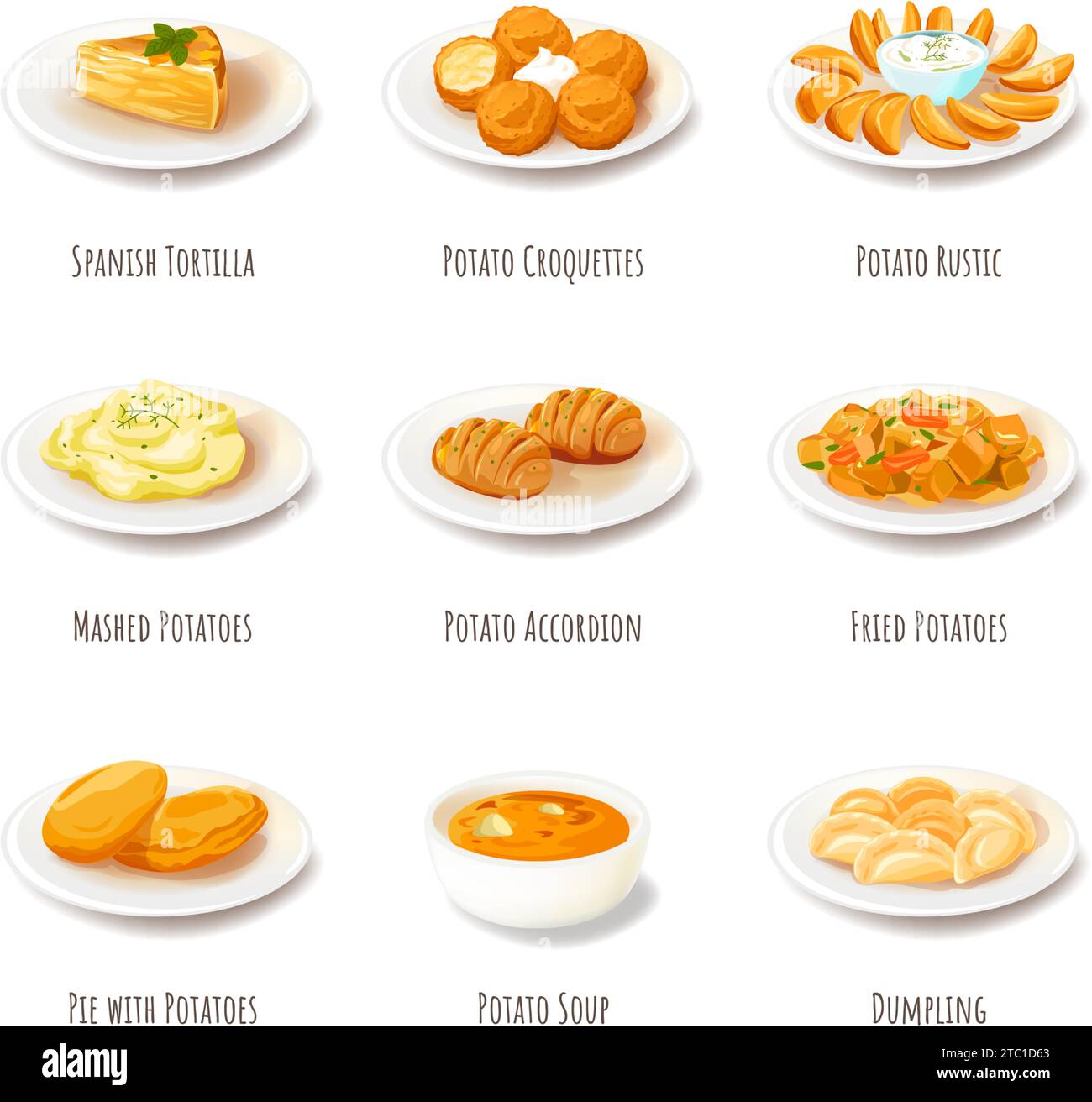 Menu with potato dishes for restaurant or canteen Stock Vector Image ...