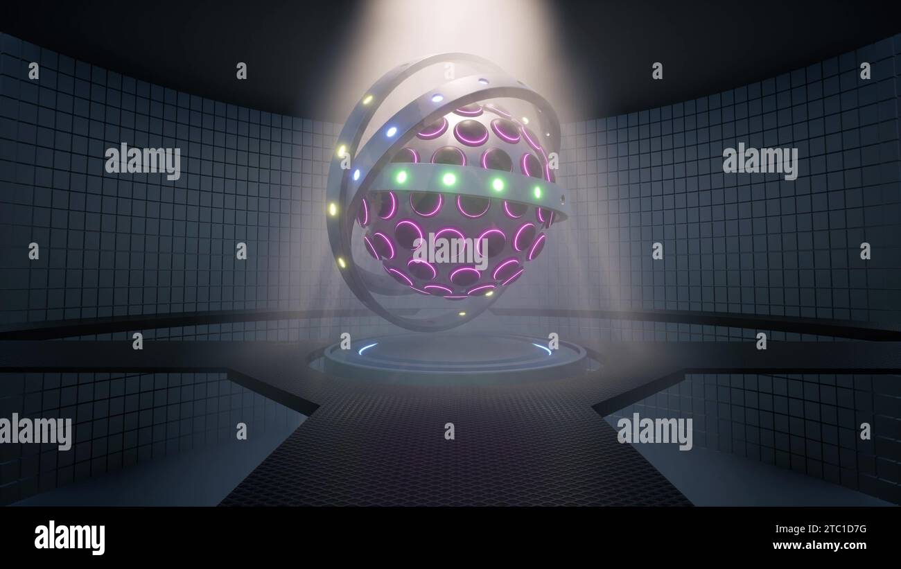 Futuristic sphere reactor 3d game science scene generator energy 3d ...