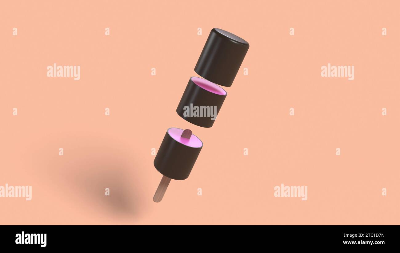 Chocolate cream slice spine 3d render Stock Photo - Alamy