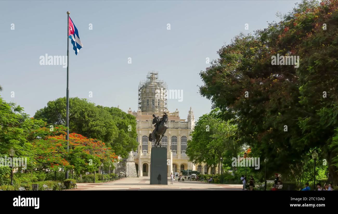 HAVANA, CUBA - JUNE, 12, 2022: jose marti statue and the museum of the ...