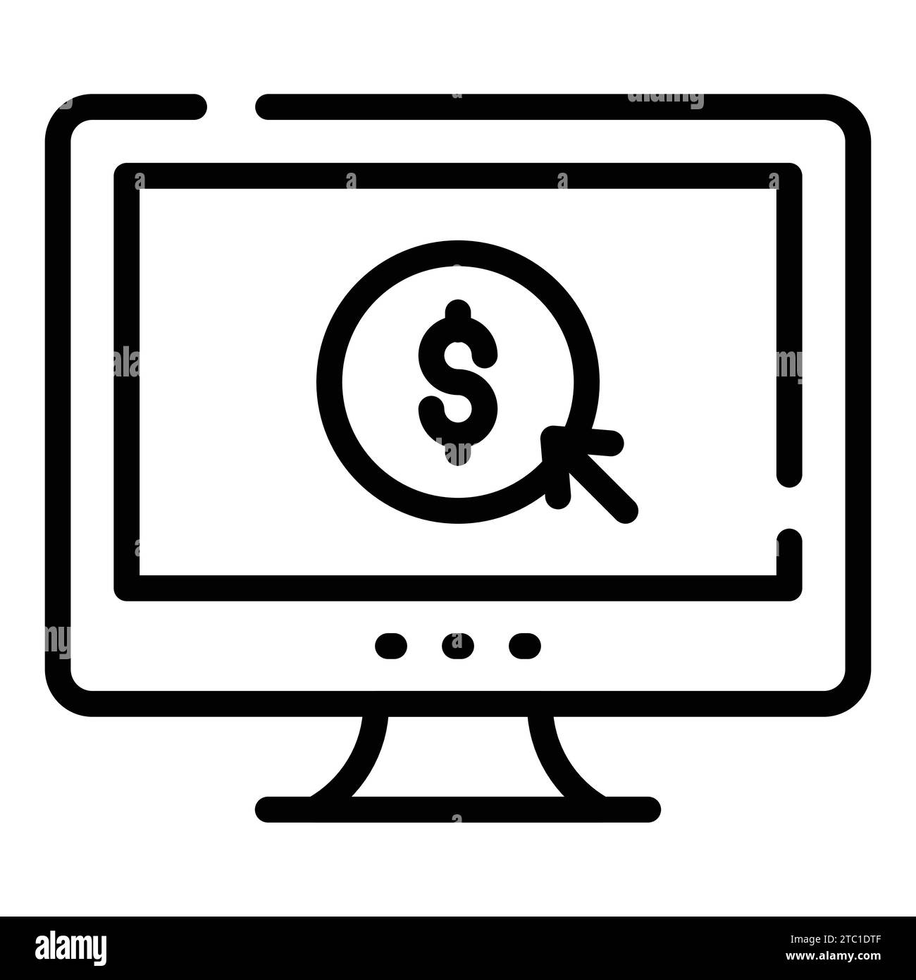 Dollar coin inside with pointing arrow concept vector of pay per click ...