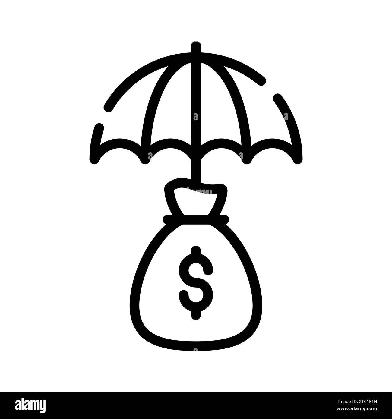 Money bag under umbrella, a concept of financial insurance icon in ...