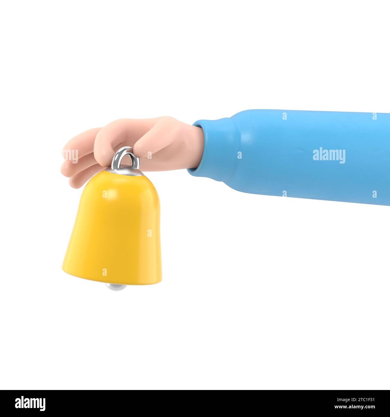 Cartoon Gesture Icon Mockup.Cartoon hand holding bell.3D rendering on ...
