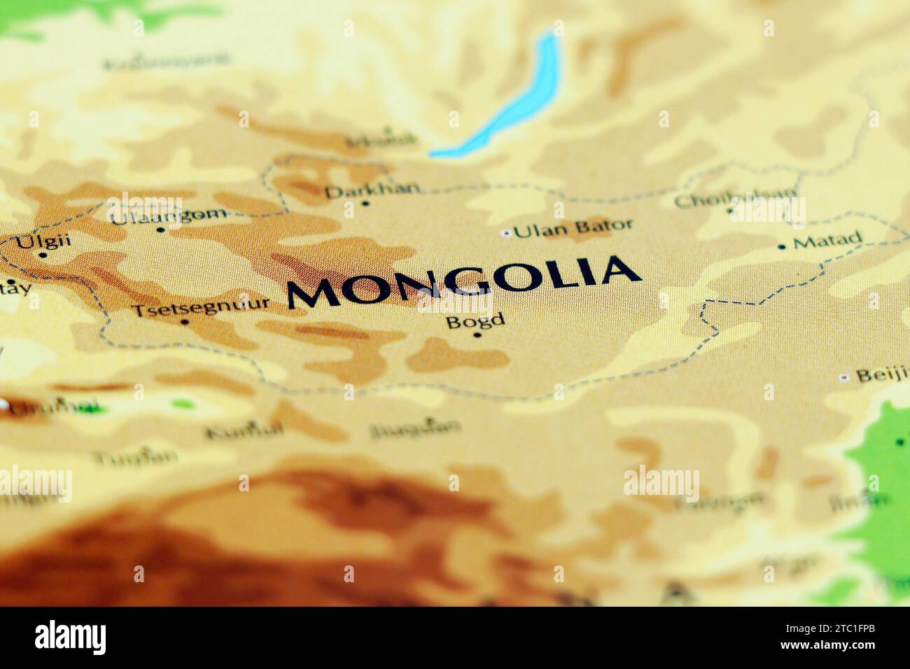 world map or atlas of mongolia, asian country Stock Photo - Alamy