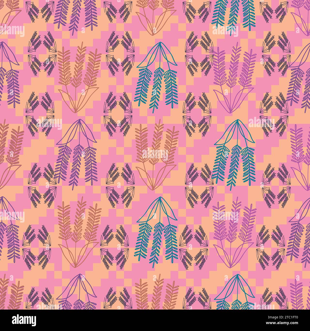 Fashion colored leaves stylized seamless pattern. Vector illustration ...