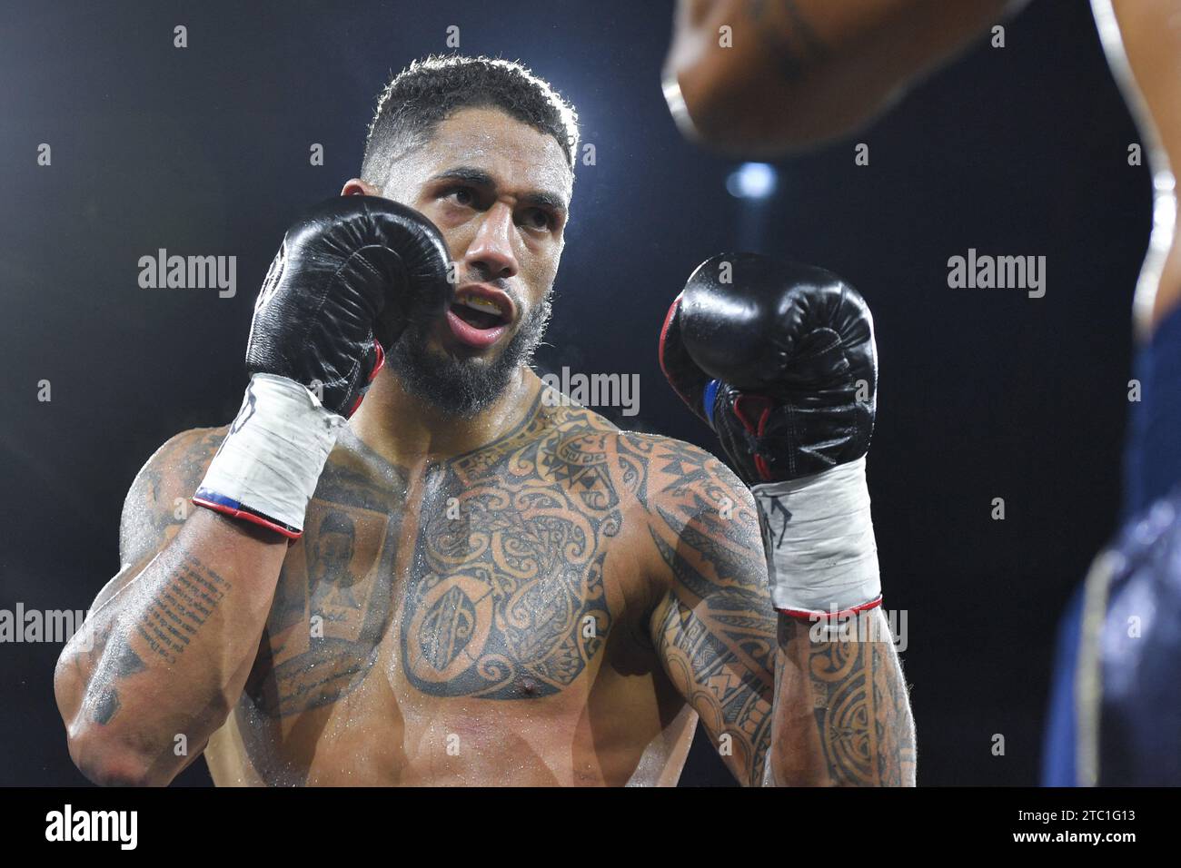 Paris, France. 09th Dec, 2023. Tony Yoka fighting against Ryad Merhi ...