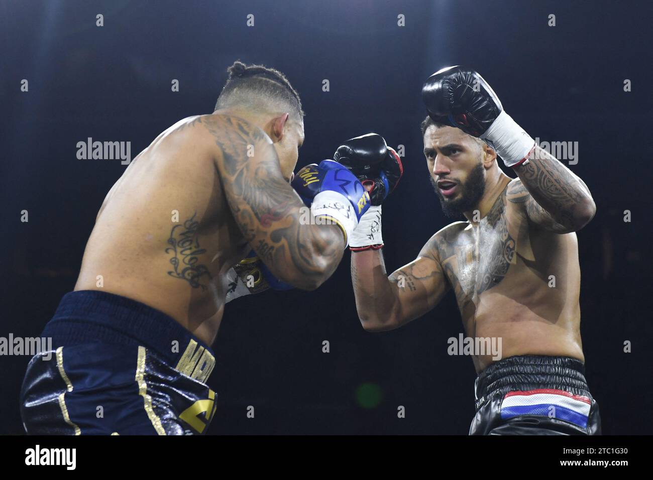 Paris, France. 09th Dec, 2023. Tony Yoka fighting against Ryad Merhi ...
