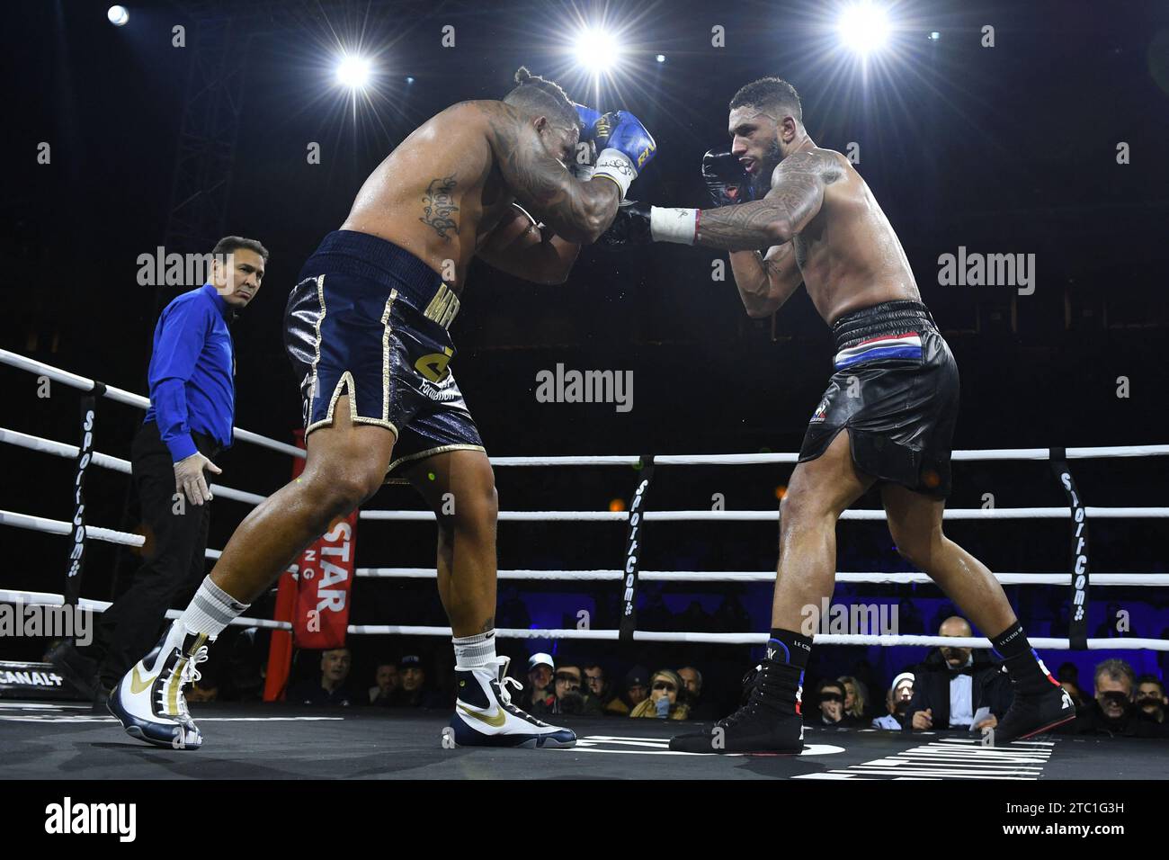 Paris, France. 09th Dec, 2023. Tony Yoka fighting against Ryad Merhi ...