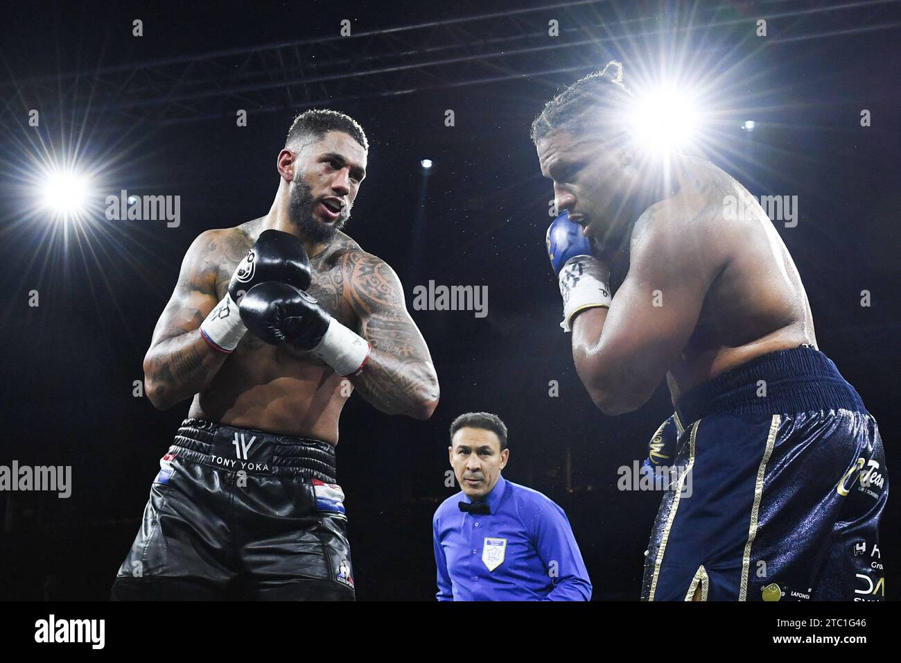 Paris, France. 09th Dec, 2023. Tony Yoka fighting against Ryad Merhi ...