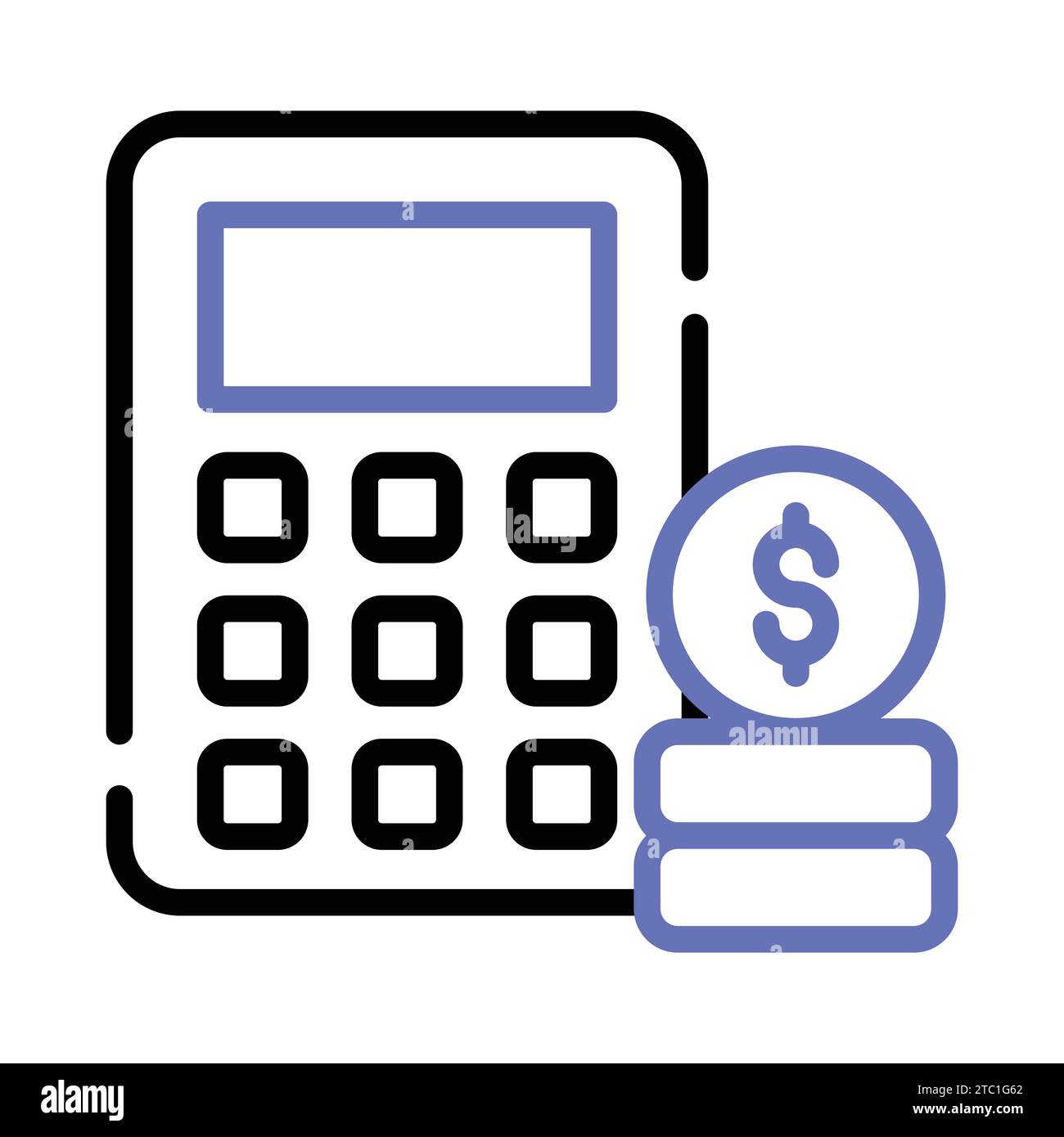 Calculator with coins denoting accounting concept vector, money ...