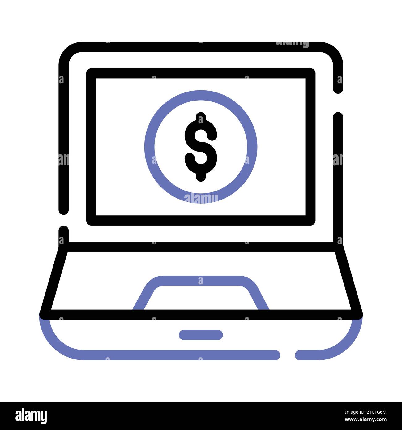 Dollar coin inside laptop screen showing e-banking concept vector Stock ...