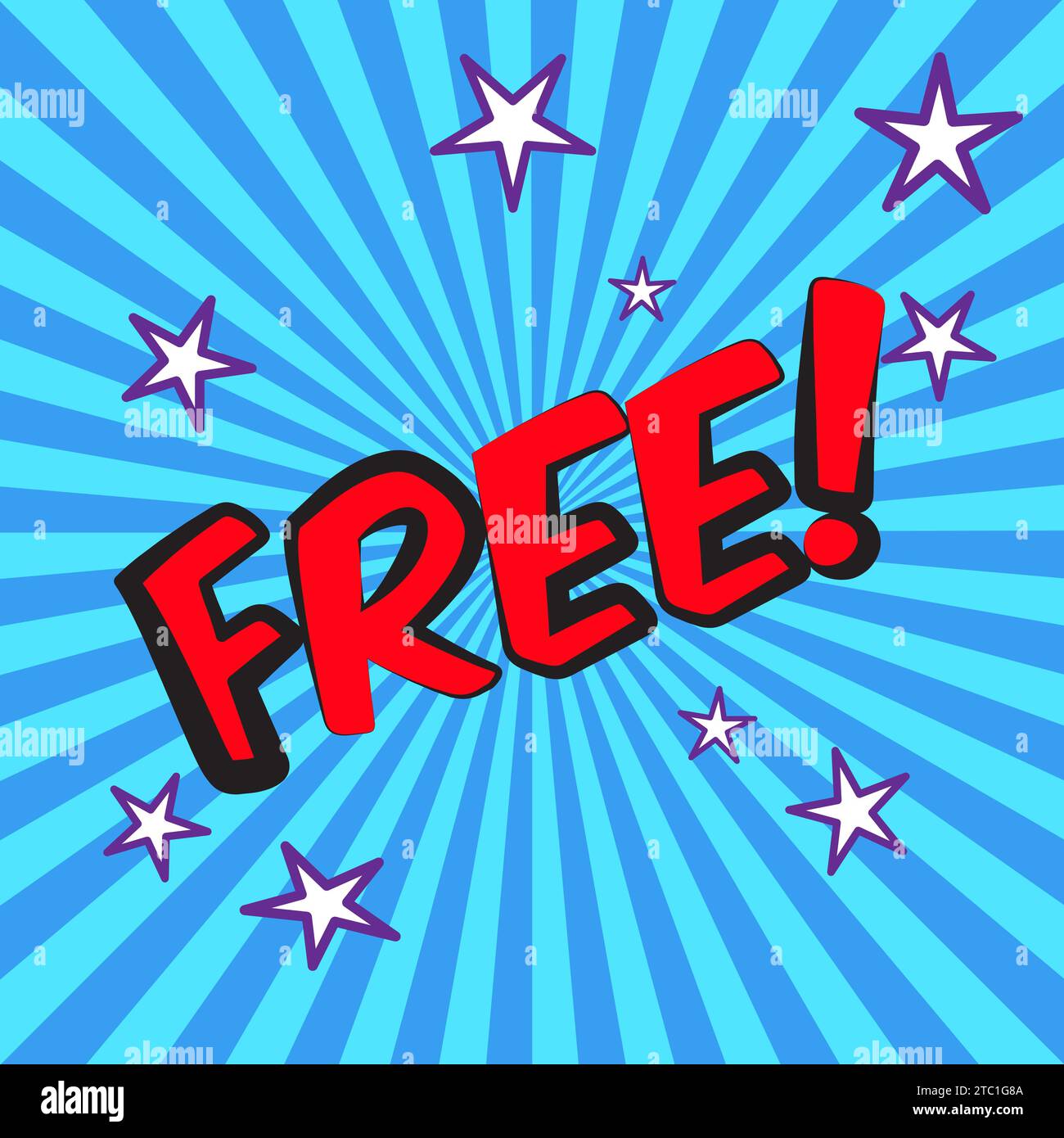 FREE - comic book style word. Colorful summer banner in pop art comic ...