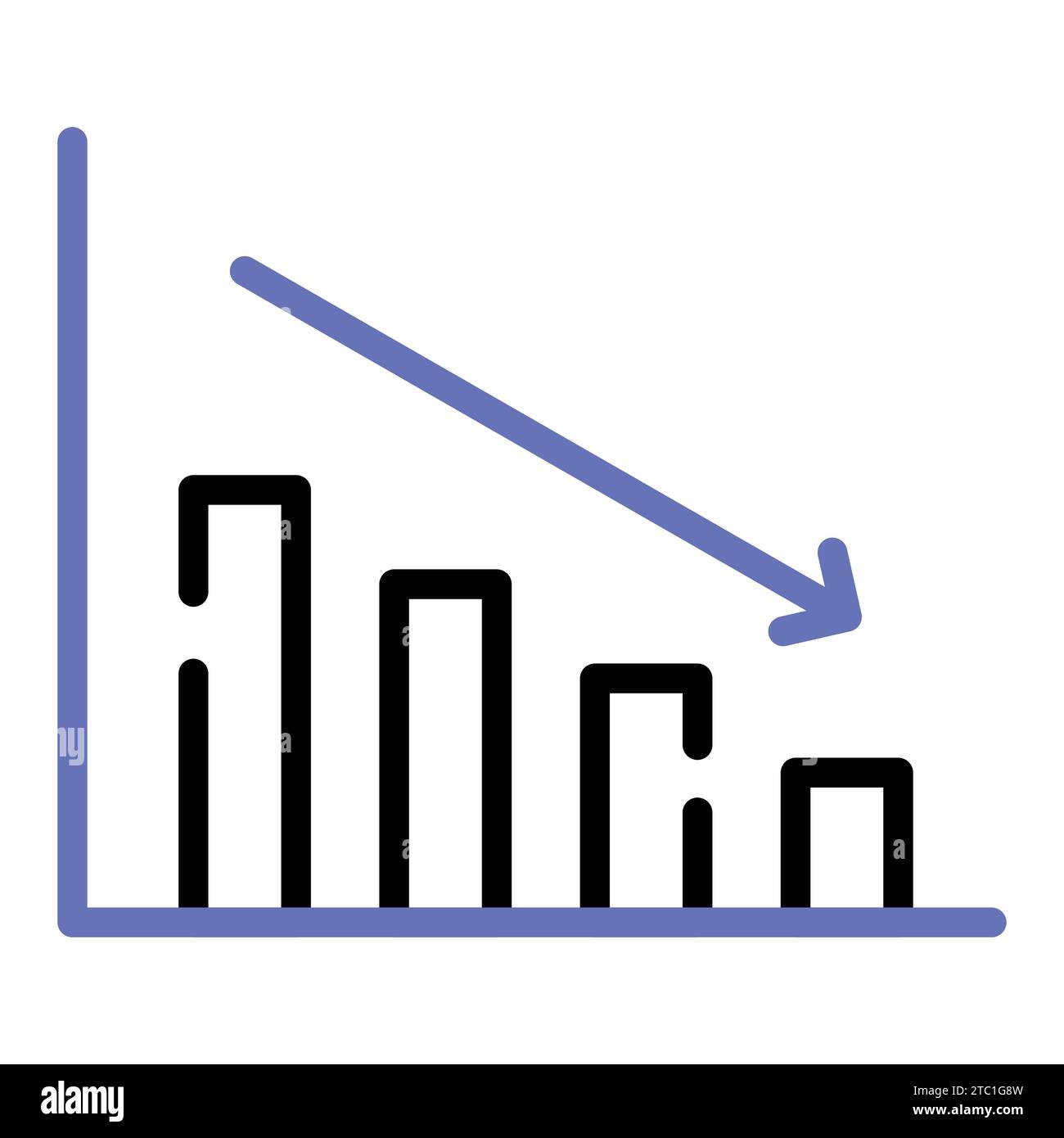 Decrease chart icon design in modern style, isolated on white ...