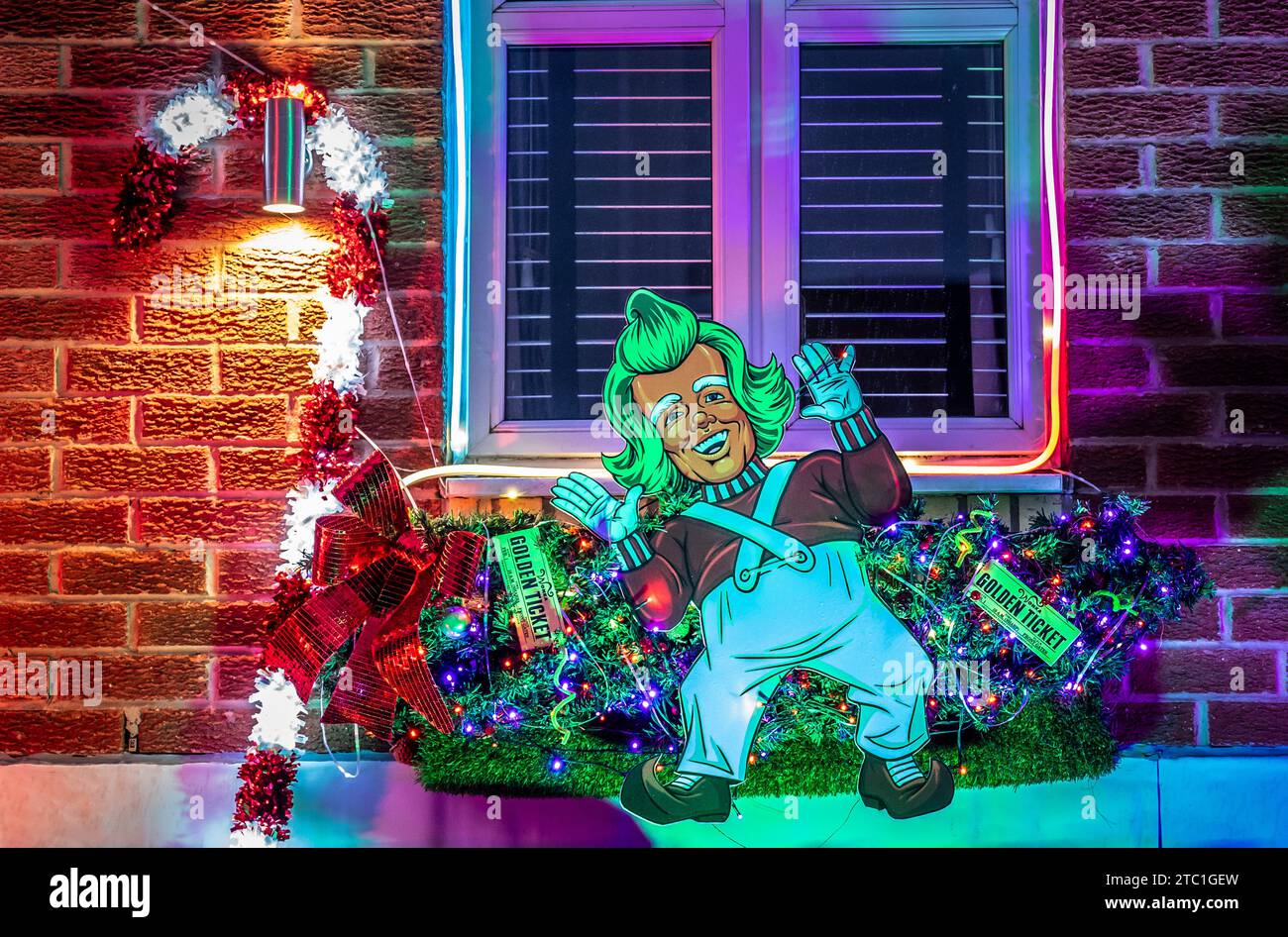 An Oompa Loompa on the outside of a Wonka themed home in Doncaster ...